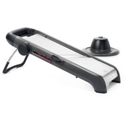 Gem&uuml;sehobel OXO GOOD GRIPS, grau (schwarz, edelstahlfarben), B:14,7cm L:40,6cm T:15,8cm, Edelstahl, Kunststoff, K&uuml;chenreiben, Gem&uuml;sehobel, Obsthobel 2.0