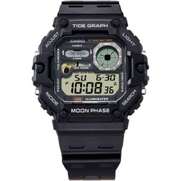 Chronograph, schwarz, CASIO TIMELESS COLLECTION, Armbanduhren, Herren, Chronograph, Quarzuhr,Armbanduhr,Herrenuhr,Digitaluhr,Resinarmband, autom. Kalender