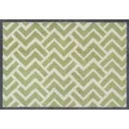 Fu&szlig;matte TURTLE MAT "Herringbone Green", gr&uuml;n, B:60cm H:9mm L:85cm, Baumwolle, Teppiche, Fu&szlig;matte