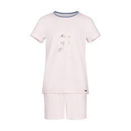 Schlafanzug Skiny "Pyjama", M&auml;dchen, Gr. 140, beige, Obermaterial: 95% Baumwolle CO. 5% Elasthan EL., Homewear-Sets Schlafanzug