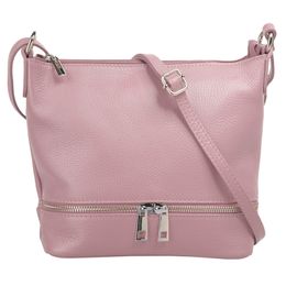Umh&auml;ngetasche CLUTY, Damen, Gr. B/H/T: 23cm x 20cm x 3cm onesize, lila (violett), Leder, unifarben, Taschen Umh&auml;ngetasche, echt Leder, Made in Italy