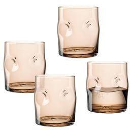 Gl&auml;ser-Set Leonardo "Trinkglas VESUVIO, 300 ml, 4er-Set", braun, H:9cm &Oslash;:7,5cm, Glas, Trinkgef&auml;&szlig;e, konische Form, markantes Design - mit Einquetschungen