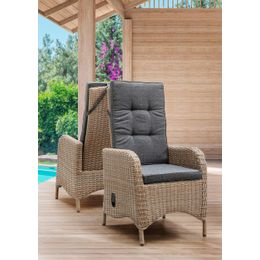 Gartensessel Destiny "PALMA", beige (natur meliert), B:60cm H:110cm T:62cm, Obermaterial: 100% Polyester. Miedereinsatz: 50% Polyester, 50% Polyurethan, Sessel, Aluminium, Polyrattan, inkl. Auflagen