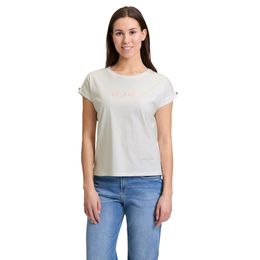 Kurzarmshirt Cartoon "Damen mit &Auml;rmelaufschlag", Damen, Gr. 34, beige (patch cream, ros&eacute;), Obermaterial: 100% Baumwolle, loose fit normal, Rundhals, Shirts, Placement