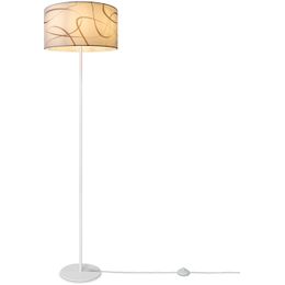 Paco Home Stehlampe "Luca Tribal", wei&szlig;, &Oslash; 38cm H: 144cm, Leuchten, Stehlampe Dreibein Mit Lampenschirm Stoff Modern Abstrakt Uni E27, Stehlampe