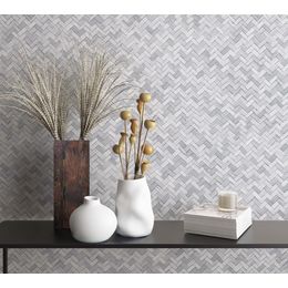 Vliestapete marburg, grau, B:0,53m L:10,05m, Vlies, Tapeten, moderne Tapete f&uuml;r Wohnzimmer Schlafzimmer K&uuml;che