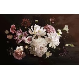 Fototapete papermoon "BLUMEN ABSTRAKT-MUSTER DESIGN ROSEN BLUMEN DECOR RETRO", bunt, B:2,5m L:1,86m, Vlies, Tapeten