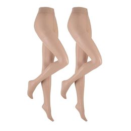 Feinstrumpfhose Hudson "Strumpfhose Simply 20 To Go 2-Pack", Damen, Gr. 36-40, beige (paloma 0052), Obermaterial: 100% Polyamid PA., Strumpfhosen Feinstrumpfhose