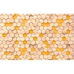 Vliestapete Komar "Digitaldruck Vlies - Woodcomb Birch - Gr&ouml;&szlig;e 400 x 250 cm", braun, B:400m L:250m, Vlies, Tapeten, Wohnzimmer, Schlafzimmer