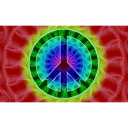 Fototapete papermoon "Psychedelisches Friedenszeichen", bunt, B:2,5m L:1,9m, Vlies, Tapeten