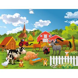 Fototapete papermoon "Farm, Bauernhof", bunt, B:2,5m L:1,86m, Vlies, Tapeten