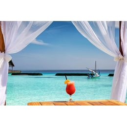 Fototapete papermoon "Cocktail am Strand", bunt, B:2,5m L:1,86m, Vlies, Tapeten