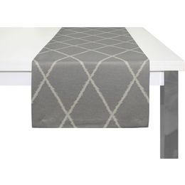 Tischl&auml;ufer Adam "Casket Valdelana Light" Gr. 1, grau (dunkelgrau), B:50cm L:150cm, Bio-Baumwolle, Tischdecken
