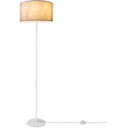 Paco Home Stehlampe "Luca Pillar", wei&szlig;, &Oslash; 38cm H: 144cm, Leuchten, Wohnzimmer Stehlampe Mit Schirm B&uuml;ro Modern Retro Muster E27, Stehlampe