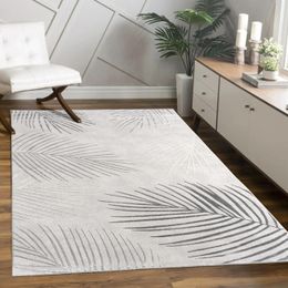 Teppich Paco Home "Tuana 218", grau, B:200cm H:15mm L:290cm, Polypropylen (PP), Teppiche, Teppich, Kurzflor, modernes Bl&auml;tter Design, Hoch-Tief-Struktur, Wohnzimmer