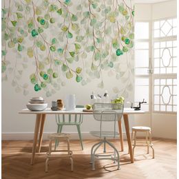 Fototapete Komar "Komar Vlies Fototapete - Douche de Feuilles - Gr&ouml;&szlig;e 300 x 250 cm", lila (modern), H:0,83m L:2,5m, Vlies, Tapeten