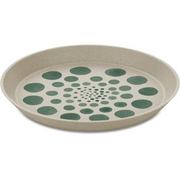 Dessertteller Koziol "CONNECT MONSTERA DOTS", beige (sand), B:20,5cm H:2cm L:20,5cm &Oslash;:20,5cm, Holz, Kunststoff, Speiseteller, recycelbar + aus biozirkul&auml;rem Material, 20,5 cm
