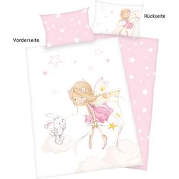 Babybettw&auml;sche Baby Best "Little Fairy", rosa, B/L: 100cm x 135cm, 1 Stk., 1 Stk., Flanell, B/L: 60cm x 40cm, Flanell, Obermaterial: 100% Baumwolle, Bettw&auml;sche, mit niedlichem Feen-Motiv