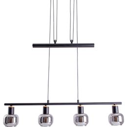 N&auml;ve N&Auml;VE Pendelleuchte "Fumoso", schwarz (schwarz, natur), 4, &Oslash; 10cm H: 100cm, 1 Stk., Leuchten, 4er Pendelbalkenleuchte,excl.4x E14 max. 40 W,Glas: dunkel get&ouml;nt, Pendelleuchte