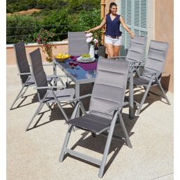 Garten-Essgruppe Merxx "Taviano", silber, Obermaterial: 100% Polyester, Sitzm&ouml;bel-Sets