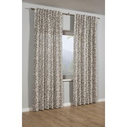 Gardine SEHLBACH "Schal Jacquard Ranke" Gr. 1, beige, B:140cm H:245cm, Leinen, Polyester, Gardinen, Gardine, mit Gardinenband und verdeckten Schlaufen