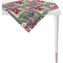Mitteldecke Apelt "3403", beige (gr&uuml;n, pink, beige), B:100cm L:100cm, Baumwolle, Polyester, Tischdecken, Mitteldecke