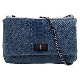 Umh&auml;ngetasche CLUTY, Damen, Gr. B/H/T: 18cm x 13cm x 5cm onesize, blau, Leder, Taschen Umh&auml;ngetasche, echt Leder, Made in Italy
