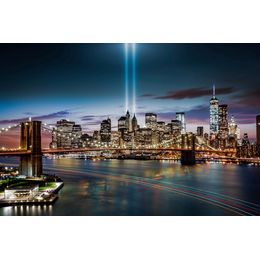 Fototapete papermoon "New York bei Nacht", bunt, B:2,5m L:1,86m, Vlies, Tapeten
