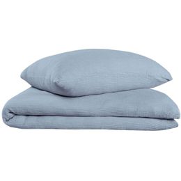 Bettw&auml;sche OH COSY "Sally aus superweichem Musselin, 135x200cm + 80x80cm", blau (hellblau), B/L: 135cm x 200cm, 1 Stk., 1 Stk., Musselin, B/L: 80cm x 80cm, 2 Stk., Musselin, Obermaterial: 100% Baumwolle, Bettw&auml;sche, Bettw&auml;sche, Made in Green