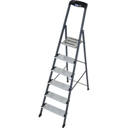 Stehleiter Krause "Securo", grau (aluminiumfarben), B:51cm H:14cm L:210cm, Aluminium, Leitern, Alu eloxiert, 1x6 Stufen, Arbeitsh&ouml;he ca. 330 cm