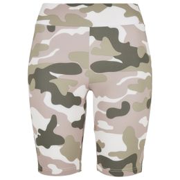Stoffhose Urban Classics "Urban Classics Damen Ladies High Waist Camo Tech Cycle Shorts", Damen, Gr. L, US-Gr&ouml;&szlig;en, duskrose camo, 77% Polyester, 23% Elasthan, slim fit, Hosen Stoffhose