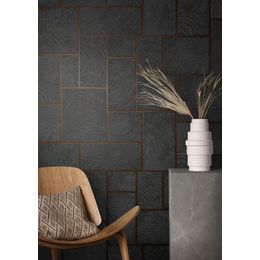 Vliestapete marburg, grau (anthrazit), B:0,7m L:10,05m, Vlies, Tapeten, moderne Tapete f&uuml;r Wohnzimmer Schlafzimmer K&uuml;che