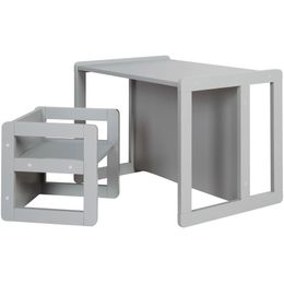 Kindersitzgruppe Roba "3in1, grau", grau, Sitzm&ouml;bel-Sets, Kinder, MDF, als Wendehocker mit 3 verschiedenen H&ouml;hen verwendbar