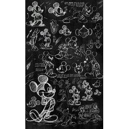 Vliestapete Komar "Digitaldruck Vlies - Mickey - Chalkboard - Gr&ouml;&szlig;e 120 x 200 cm", grau, B:120m L:200m, Vlies, Tapeten, Kinderzimmer