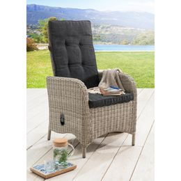 Gartensessel Destiny "PALMA", wei&szlig; (vintage wei&szlig;), B:60cm H:110cm T:62cm, Obermaterial: 100% Polyester. F&uuml;llung: 100% Polyurethan, Sessel, Aluminium, Polyrattan, inkl. Auflagen