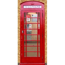 Fototapete papermoon "Telephone Box - T&uuml;rtapete", bunt, B:0,9m L:2m, Vlies, Tapeten