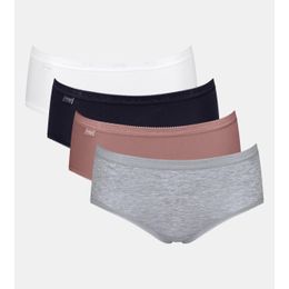 Midislip Sloggi "Basic+ Midi C4P", Damen, Gr. 48, bunt (multiple colours 16), Single Jersey, Obermaterial: 95% Baumwolle, 5% Elasthan, figurbetont, Unterhosen, perfekter Sitz