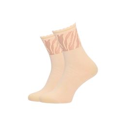 Socken Tamaris "Socken comfort zebra 2er Pack", Damen, Gr. 35-38, sand, 60% Baumwolle, 37% Polyamid, 2% Elasthan, 1% metallisierte Fasern, mehrfarbig, Socken Socken, 2er Pack, transparente Socken mit modischem Zebra-Muster