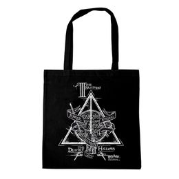 Henkeltasche logoshirt "Baumwolltasche The Three Brothers", Damen, Gr. B/H/T: 38cm x 42cm, schwarz, Baumwolle, bedruckt, mehrfarbig, Taschen, mit filigranem Print