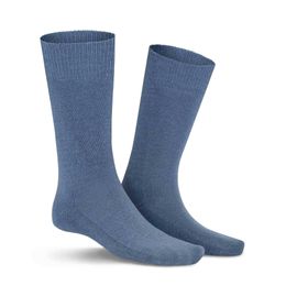 Socken Kunert "Socke Homesocks ABS", Damen, Gr. 39-42, blau (jeans meliert 8030), Obermaterial: 75% Schurwolle WV. 23% Polyamid PA. 2% Elasthan EL., Socken Socken