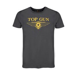 T-Shirt Top Gun "TG2024002", Herren, Gr. 52L, grau (anthra), Obermaterial:100% Baumwolle, Shirts T-Shirt