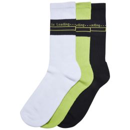 Basicsocken Urban Classics "Urban Classics Unisex Loading Socks 3-Pack", Damen, Gr. 39-42, wei&szlig;, schwarz, frozengelb, Baumwolle, Elasthan, Polyester, normal, Socken