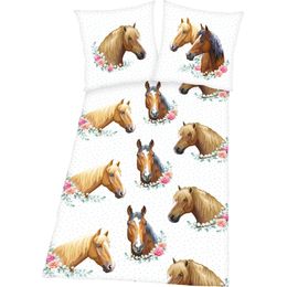 Herding's Young Collection Bettw&auml;sche "Pferd", bunt, B/L: 135cm x 200cm, 1 Stk., 1 Stk., Renforc&eacute;, B/L: 80cm x 80cm, Renforc&eacute;, Obermaterial: 100% Baumwolle, HERDING YOUNG COLLECTION, Bettw&auml;sche, Bettw&auml;sche, mit tollem Pferde Motiv
