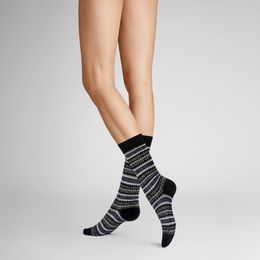 Socken Hudson "Socke Fancy Nordic", Damen, Gr. 35-38, schwarz (schwarz 0005), Obermaterial: 45% Polyamid PA. 20% Wolle WO. 16% Viskose CV. 14% Baumwolle CO. 4% Kaschmir WS., Socken Socken