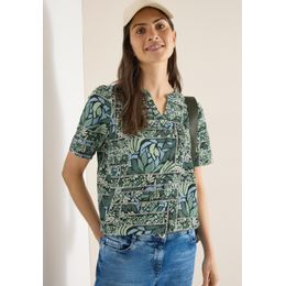 V-Shirt Cecil, Damen, Gr. M (40), raw khaki, Web, 100% Baumwolle, gemustert, comfort fit normal, Rundhals, normaler Saum, Shirts, mit Flammgarn
