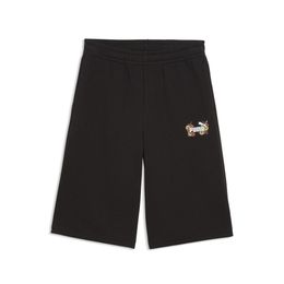 Sporthose Puma "MID 90s Relaxed Lange Shorts M&auml;dchen", M&auml;dchen, Gr. 128, Normalgr&ouml;&szlig;en, schwarz, Obermaterial: 68% Baumwolle, 32% Polyester. Taschenfutter: 100% Baumwolle, relaxed fit, Hosen Sporthose