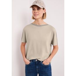 T-Shirt Street One, Damen, Gr. 34, clay sand, Stoff, 94% Viskose, 6% Elasthan, unifarben, comfort fit normal, U-Boot-Ausschnitt, abgesteppt, Shirts T-Shirt, Jersey