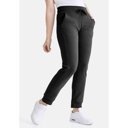 Sporthose STOOKER WOMEN "JUDY II Sporthose", Damen, Gr. 44/46, schwarz, angeraute Sweatware, 70% Polyester, 27% Baumwolle, 3% Elasthan, gerade lang, Hosen Sporthose, Sporthose Regular Fit Sport Synthetic f&uuml;r Damen