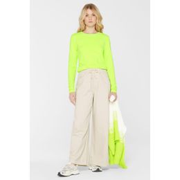 Rundhalsshirt SENSES.THE LABEL, Damen, Gr. M, new lime, Single Jersey, Material: 48% Baumwolle, 48% Polyester, 4% Elasthan, unifarben, slim fit normal, Rundhals, eingesetzt gerader Abschluss, Shirts Rundhalsshirt, mit Baumwolle
