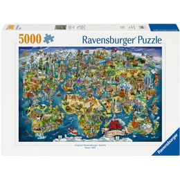 Puzzle Ravensburger "Weltkarte mit Sehensw&uuml;rdigkeiten", bunt, Puzzles, KinderB:153cm H:101cm, Pappe, Motiv, Made in Germany, B:153cm H:101cm